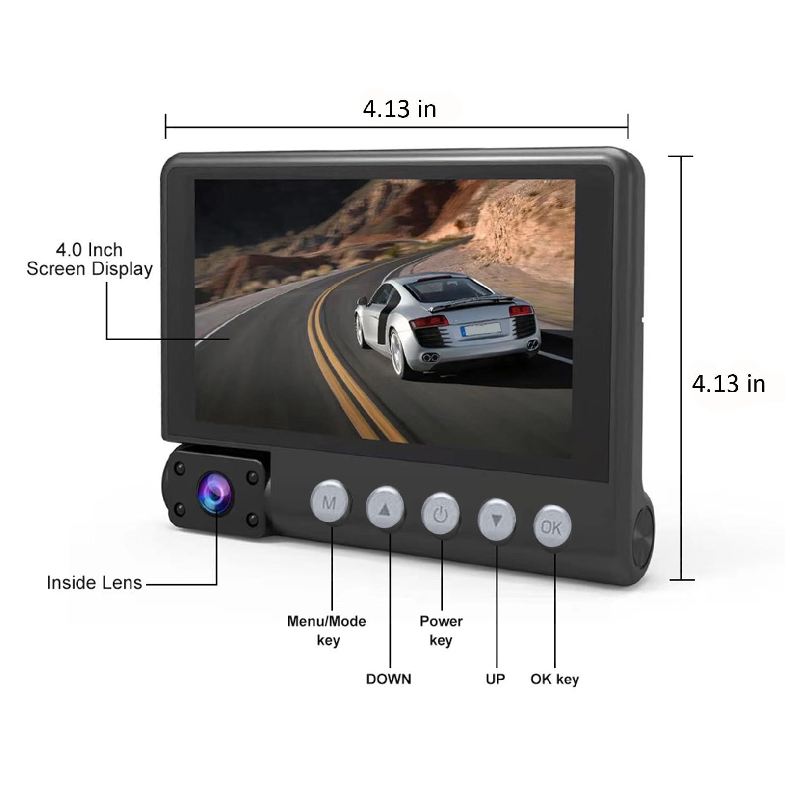 1080P FHD DVR Car Driving Recorder Dash Cam - 4.0Inch IPS Screen 170° Wide Angle G-Sensor Parking HD Night Vision Loop Recording Touchable Screen Car Dashboard Camera