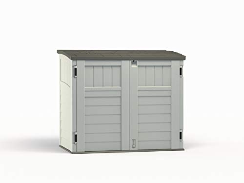 Suncast Horizontal Outdoor Storage Shed for Backyards and Patios 34 Cubic Feet Capacity for Garbage Cans, Tools and Garden Accessories, No Size, Vanilla