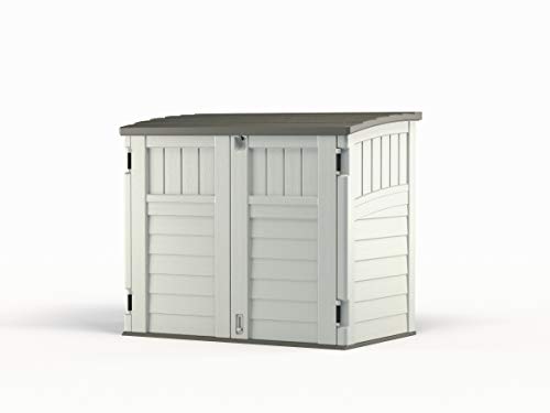 Suncast Horizontal Outdoor Storage Shed for Backyards and Patios 34 Cubic Feet Capacity for Garbage Cans, Tools and Garden Accessories, No Size, Vanilla