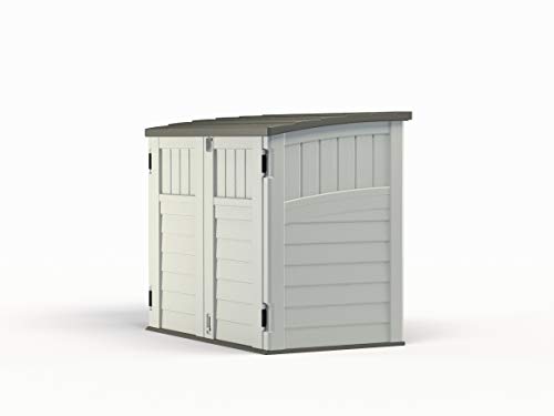 Suncast Horizontal Outdoor Storage Shed for Backyards and Patios 34 Cubic Feet Capacity for Garbage Cans, Tools and Garden Accessories, No Size, Vanilla