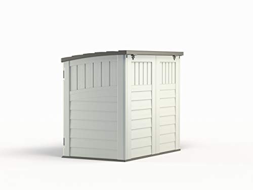 Suncast Horizontal Outdoor Storage Shed for Backyards and Patios 34 Cubic Feet Capacity for Garbage Cans, Tools and Garden Accessories, No Size, Vanilla