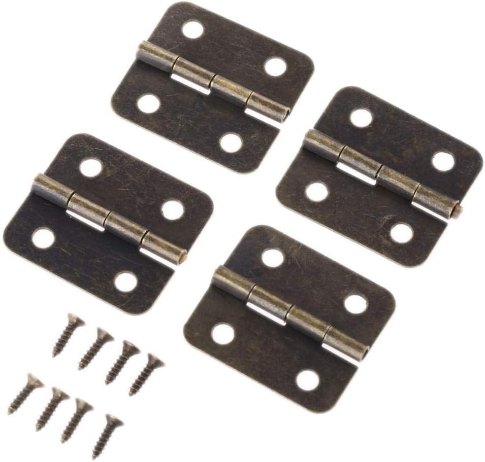 WRAFER Door HingesDoor Hinges Internal 4Pcs 36X26Mm Antique Kitchen Cabinet Door Hinges Jewelry Wood Box Cabinet Drawer Butt Hinge Decorative Hinges Furniture Hardware