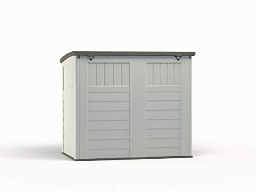 Suncast Horizontal Outdoor Storage Shed for Backyards and Patios 34 Cubic Feet Capacity for Garbage Cans, Tools and Garden Accessories, No Size, Vanilla
