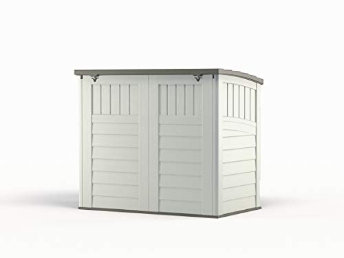 Suncast Horizontal Outdoor Storage Shed for Backyards and Patios 34 Cubic Feet Capacity for Garbage Cans, Tools and Garden Accessories, No Size, Vanilla