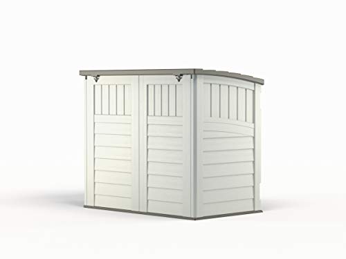 Suncast Horizontal Outdoor Storage Shed for Backyards and Patios 34 Cubic Feet Capacity for Garbage Cans, Tools and Garden Accessories, No Size, Vanilla