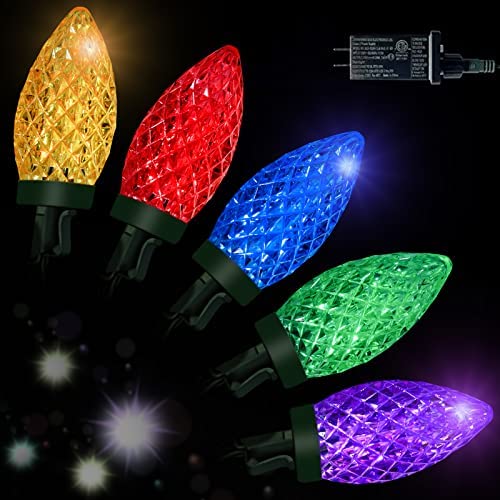 Anycosy Christmas Lights, 32.8 Ft 50 LED C9 Christmas Lights with Timing Function Waterproof and Connectable Plug for Home Party Garden Decor Outdoor Christmas Decorations WC-50
