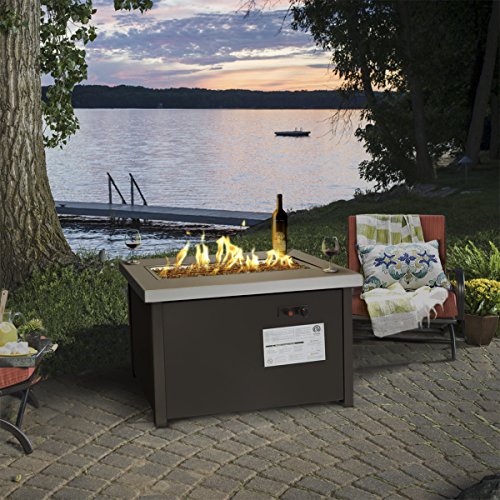 Barton Outdoor Propane Gas Fire Pit Patio Garden Flame w/Firepit Heater Weather Cover, ANSI Certificated 50,000BTU