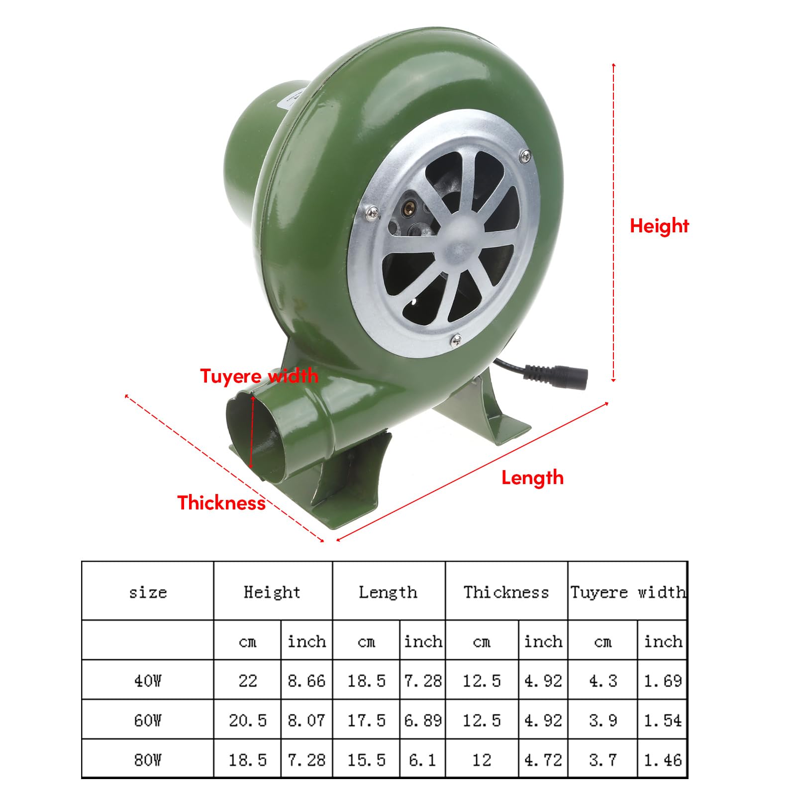 QUETHEDS Electric Blower Fan BBQ Fan 100v 220v Suitable For Barbecue Mini Blacksmith Forges Blower With Speed Adapter AC100-240V BBQ Blower 200w Mini Blacksmith Forges Blower With Duct Portable (80W)