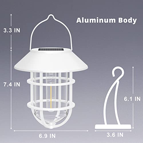 Solar Lantern Hanging Solar Lights, Metal Waterproof Solar Lights Outdoor with Hooks, Garden Lights Decorative for Patio Porch Yard Fenceā¦
