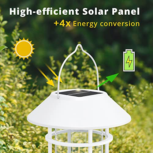 Solar Lantern Hanging Solar Lights, Metal Waterproof Solar Lights Outdoor with Hooks, Garden Lights Decorative for Patio Porch Yard Fenceā¦