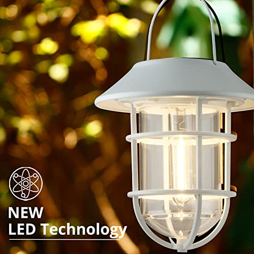 Solar Lantern Hanging Solar Lights, Metal Waterproof Solar Lights Outdoor with Hooks, Garden Lights Decorative for Patio Porch Yard Fenceā¦