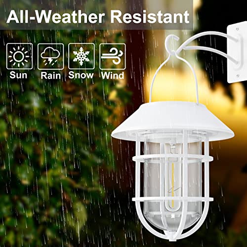 Solar Lantern Hanging Solar Lights, Metal Waterproof Solar Lights Outdoor with Hooks, Garden Lights Decorative for Patio Porch Yard Fenceā¦
