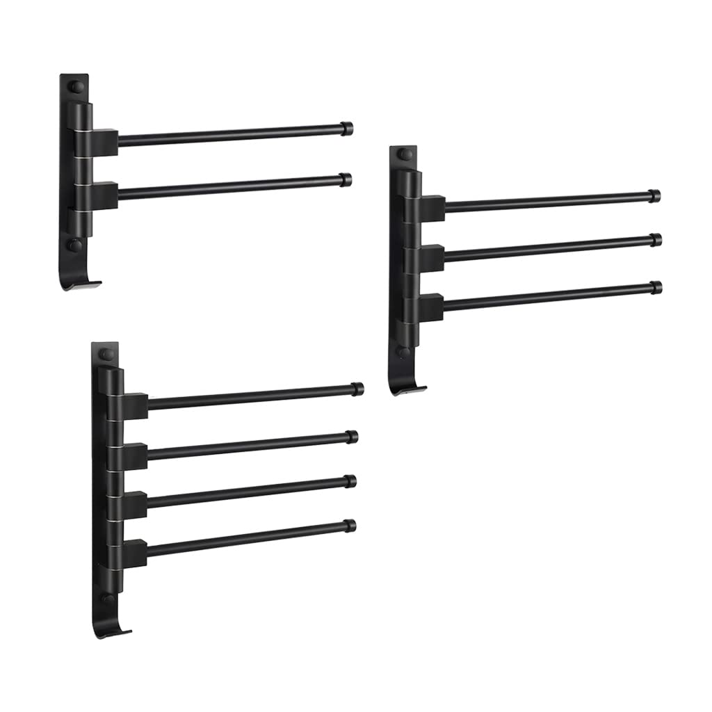 Rotating Towel Bar Hand Towel Holder Wall Mounted Storage Shelf Towel Ladder Hanger for Bathroom Kitchen Waterproof Towel Bar Holder Rack Adhesive Bathroom Replacement Bath Shelf Small Wall