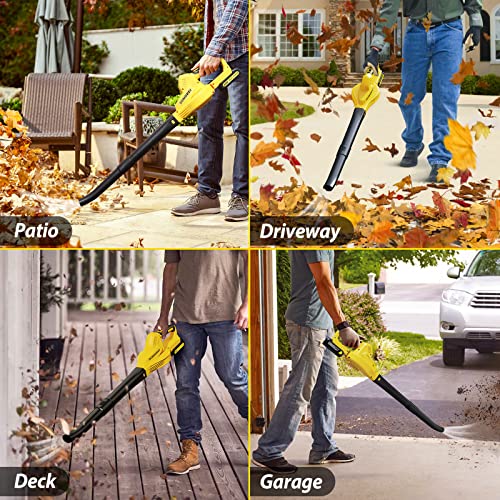 Cordless Leaf Blower Battery Powered - Electric Small Blower with 2 Batteries - 20V 140 CFM Lightweight Handheld Battery Operated Blower for Patio, Yard