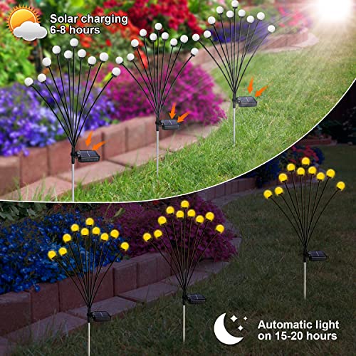 Solar Garden Lights,2 Pack 10LED Solar Powered Firefly Lights,Vibrant Solar Outdoor Lights,Starburst Swaying Lights,Waterproof Firefly Solar Garden Decorative Lights Yard Patio Pathway Decoration
