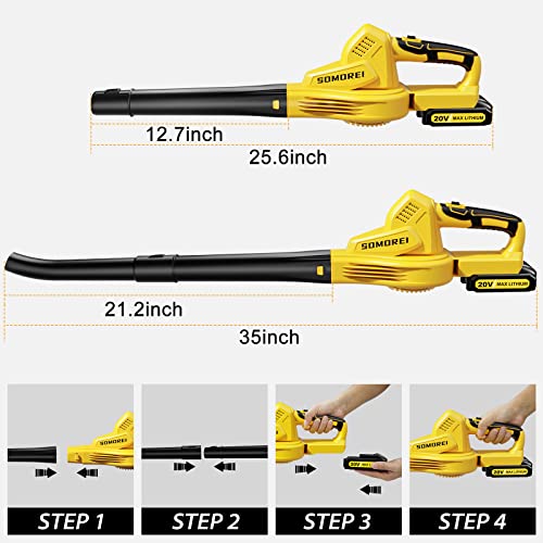 Cordless Leaf Blower Battery Powered - Electric Small Blower with 2 Batteries - 20V 140 CFM Lightweight Handheld Battery Operated Blower for Patio, Yard