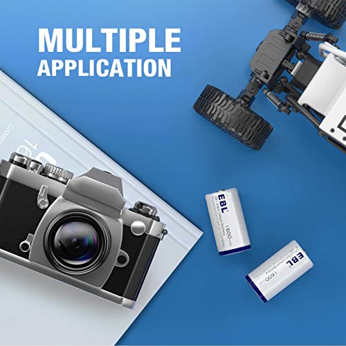 CR123A Battery, EBL 3V CR123A Lithium Batteries 1600mAh High Performance123 Battery for Cameras Flashlight Security System, 16 Pack