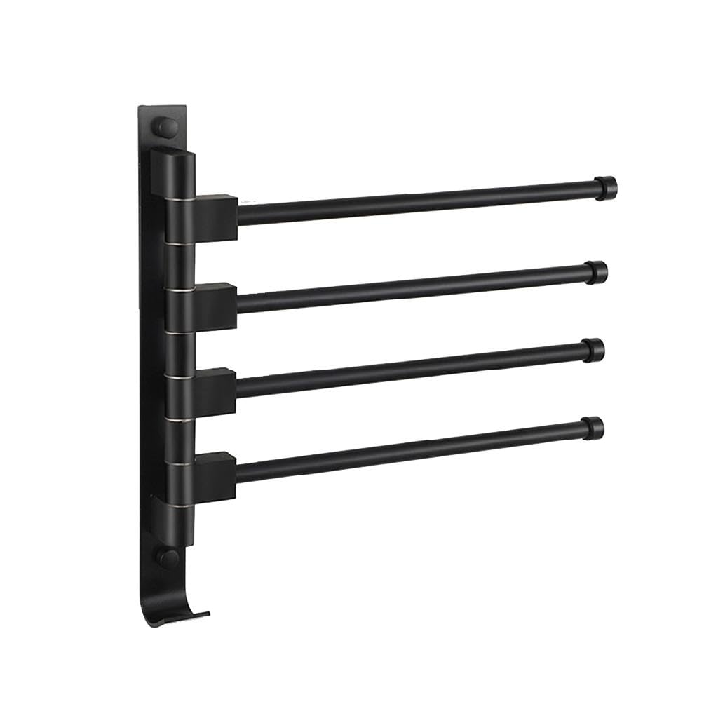 Rotating Towel Bar Hand Towel Holder Wall Mounted Storage Shelf Towel Ladder Hanger for Bathroom Kitchen Waterproof Towel Bar Holder Rack Adhesive Bathroom Replacement Bath Shelf Small Wall