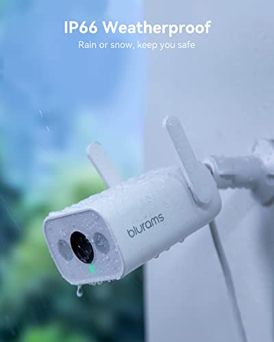 blurams Security Camera Outdoor, 3MP Outdoor Camera w/Color Night Vision, Two-Way Audio, IP66 Weatherproof and Spotlight Siren Alarm, Compatible with Alexa&Google Assistant