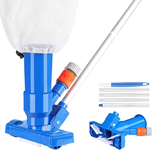 Bearbro Portable Swimming Pool Vacuum Jet Underwater Cleaner with 5-Section Pole Handheld Pool Leaf Vacuum Suction Head for Above Ground Pool Spa Pond Fountain and Hot Tub