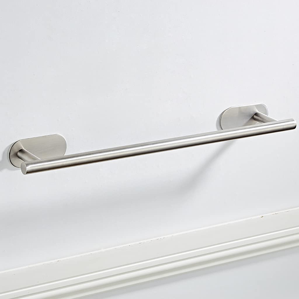Stainless Steel Hand Towel Rack Thicken Bath Towel Rod Wall Mounted Single Towel Bar Nail-Free Installation Waterproof Towel Shelf for Bathroom Wall Mounted No Drill Rack Storage Toilet Silver
