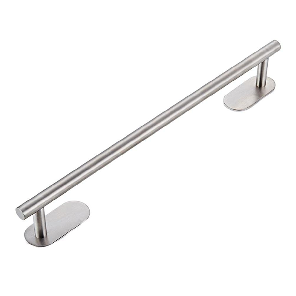 Stainless Steel Hand Towel Rack Thicken Bath Towel Rod Wall Mounted Single Towel Bar Nail-Free Installation Waterproof Towel Shelf for Bathroom Wall Mounted No Drill Rack Storage Toilet Silver