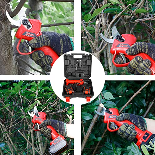Navegando Electric Pruner Shears with 2 PCS Backup Rechargeable 16.8V 2Ah Lithium Battery Powered Tree Branch Pruner Professional Cordless Pruning Shears