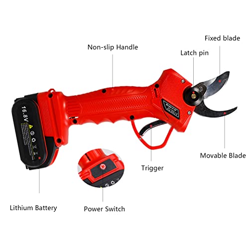 Navegando Electric Pruner Shears with 2 PCS Backup Rechargeable 16.8V 2Ah Lithium Battery Powered Tree Branch Pruner Professional Cordless Pruning Shears