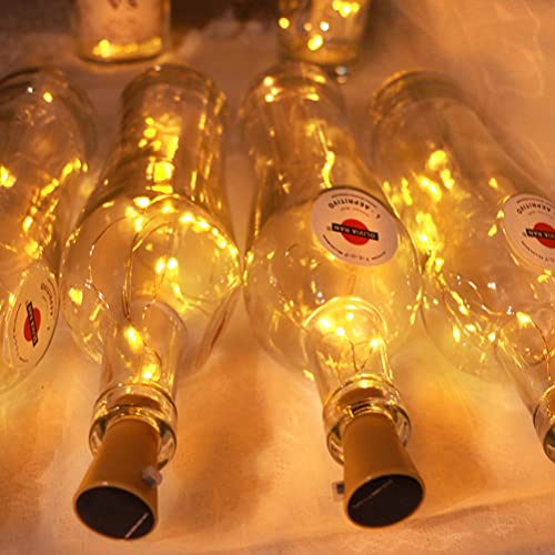Rockabyee 8 Pack Solar Bottle Lights, 20 Led Cork String Lights, Outdoor Waterproof Fairy Lights for Party Wedding Festival Garden Patio Lawn Warm White