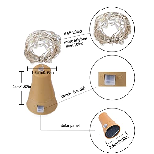 Rockabyee 8 Pack Solar Bottle Lights, 20 Led Cork String Lights, Outdoor Waterproof Fairy Lights for Party Wedding Festival Garden Patio Lawn Warm White