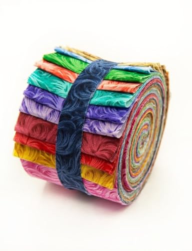 17 Pcs Fabric Strips Cute, Beautiful 100% Cotton Fabric Quilting Strips, Width 44 inch Length 2.5 inch, Gift Feathered Jelly Roll pre-Cut, DIY Blanket