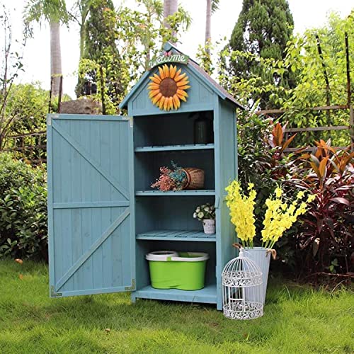 DACUN Safety Certification Outdoor Storage Shed, Garden Cabinet Organizer w/3 Shelves, Patio Waterproof Tool Shed, for Backyard, Lawn, Indoor
