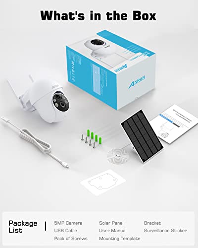ANRAN Security Camera Wireless Outdoor with 360° View, Solar Outdoor Camera with Smart Siren (Q01-5MP)