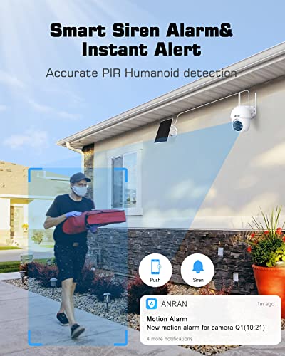 ANRAN Security Camera Wireless Outdoor with 360° View, Solar Outdoor Camera with Smart Siren (Q01-5MP)