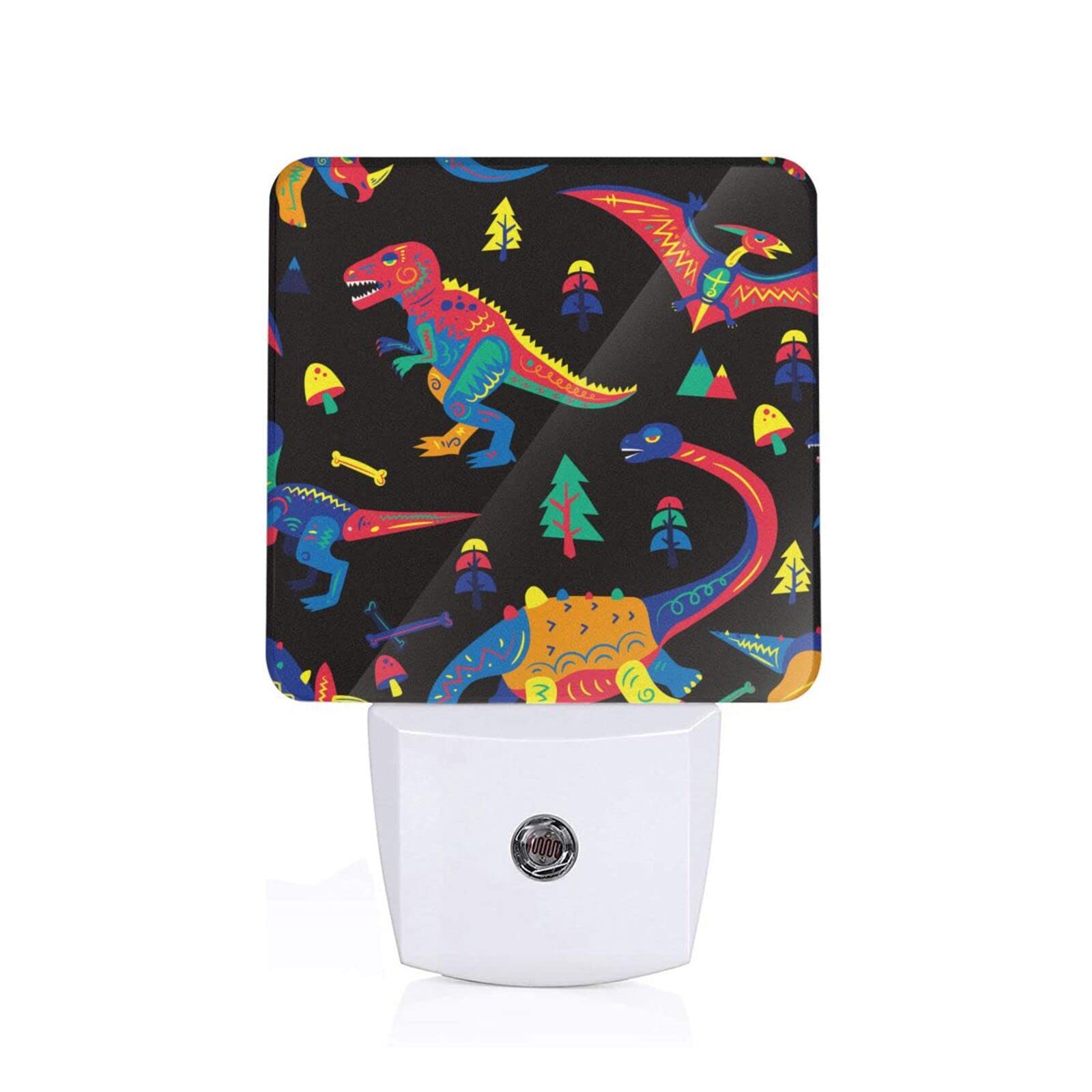 Delhiponics Colored Cute Dinosaurs Night Light Dusk to Dawn Smart Sensor,White Led Nightlight for Bedroom,Bathroom,Kitchen,Hallway,Stairs,Energy Efficient,Decor Desk Lamp