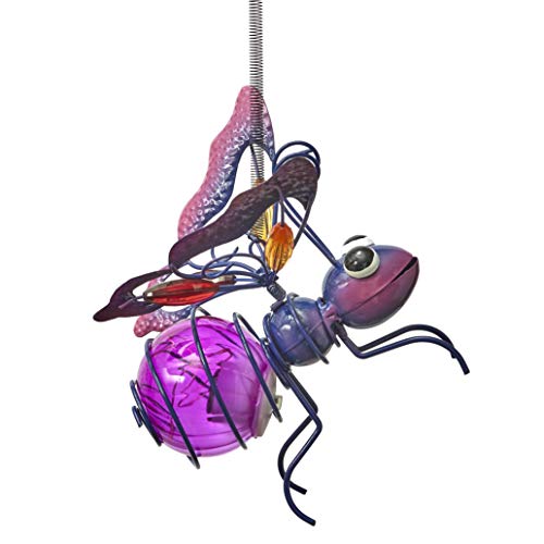 The Lakeside Collection Hanging Flying-Look Solar Bug Decoration for Outdoors - Purple Butterfly