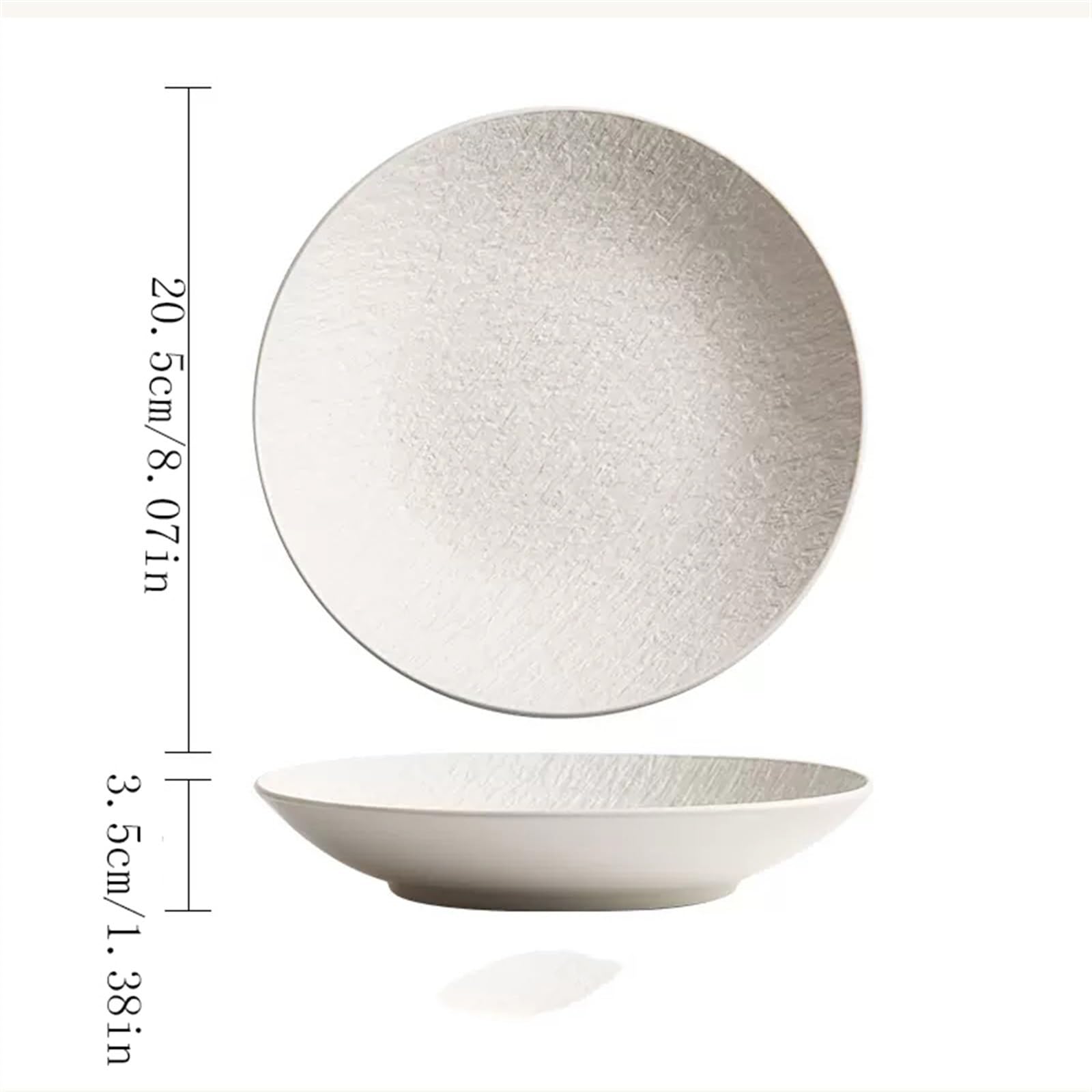 Dinner Plates Set Fruit Tray Household Deep Plate Ceramic Salad Bowl Soup Plate White Rock Dish Household Kitchen Restaurant Plate Round Frosted Dining Plate Kitchen Salad Bowl (Color : B, Size : 8.