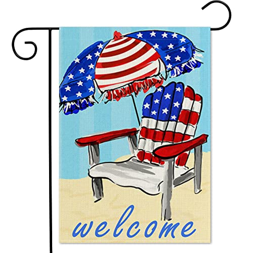WORGATE Garden Flags for Independence Day, Small Yard Flag for Holiday Outdoor Decorations, Summer Yard Banners for Outside, Funny, Welcome, Double Sided,12 X 18 Inch (Welcome)