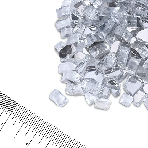GasSaf 1/2 Inch Fire Glass Reflective Tempered Fireglass Cut Crushed FireGlass for Fire Pit, Fireplace and fire Pit Table (20 Pound)(Crystal Ice Reflective)