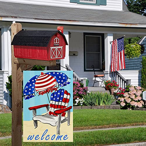 WORGATE Garden Flags for Independence Day, Small Yard Flag for Holiday Outdoor Decorations, Summer Yard Banners for Outside, Funny, Welcome, Double Sided,12 X 18 Inch (Welcome)