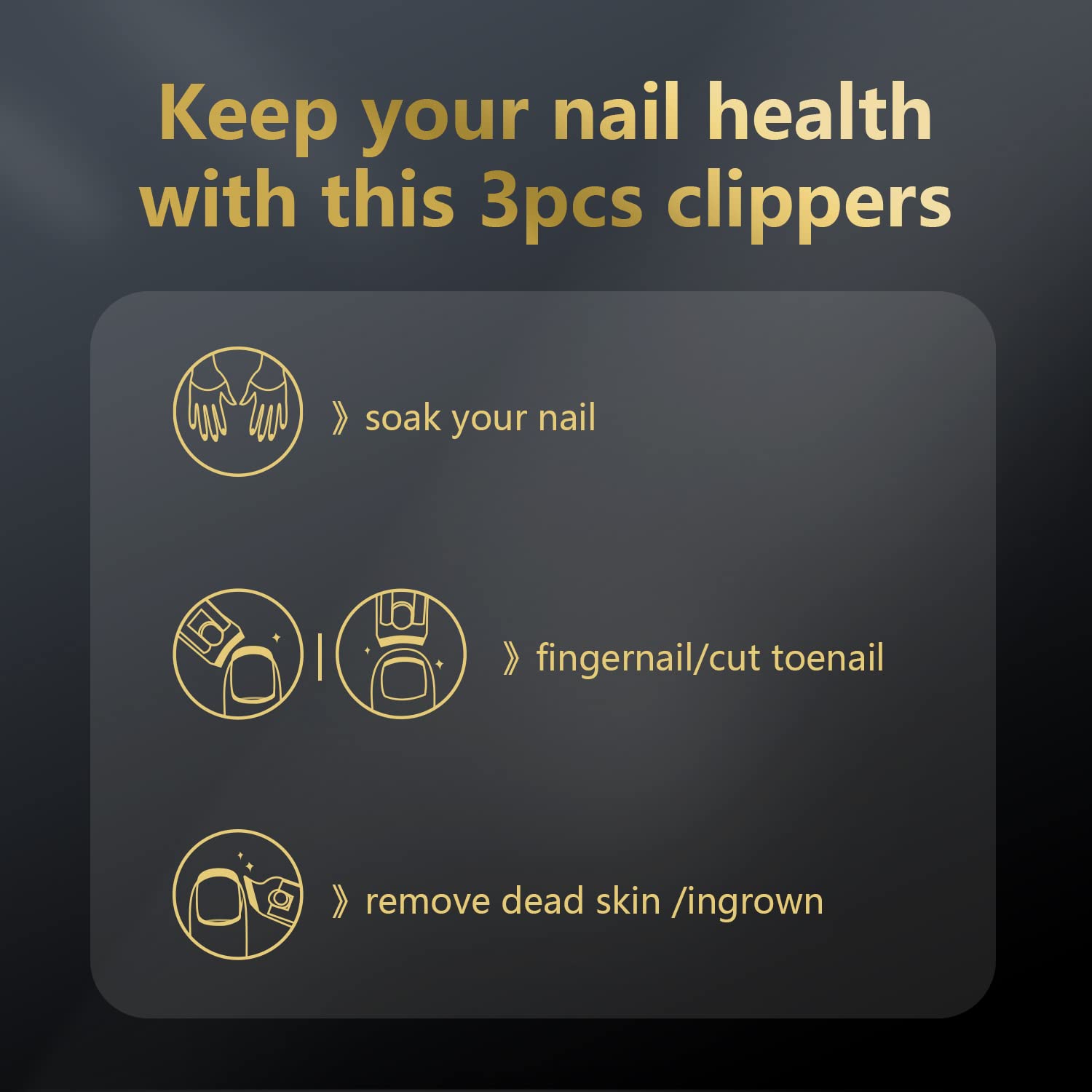 Nail Clippers Set,Extra Sharp Stainless Steel Fingernail & Toenail Clippers, Professional Nail Trimmer for Thick or Ingrown Nail, 3PCS Nail Cutter for Women and Men