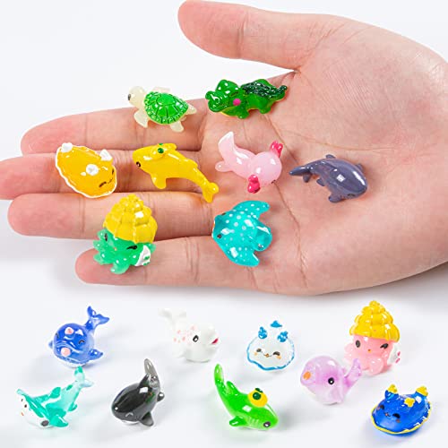 FUNSHOWCASE Miniature Sea Figurines 1:12 1inch Charm 18-Count Epoxy Art UV Resin Inlay Diorama Aquarium Terrarium Fairy Garden