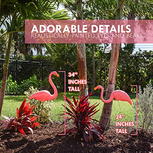 Galashield Pink Flamingo Yard Decorations Pack of 2 Flamingo Decor Ornaments for Outdoor Lawn and Garden