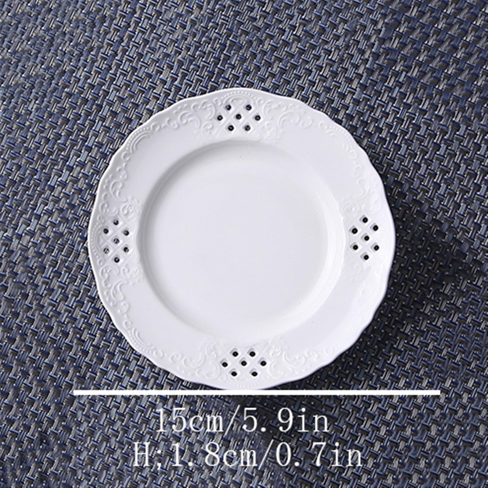 EERINESS Dinner Plates Set Hollow Out Dessert Plate White Disc Home Kitchen Restaurant Coffee Shop Flat Plate Ceramic Fruit Plate Round Fruit Tray Kitchen Salad Bowl (Color : A)