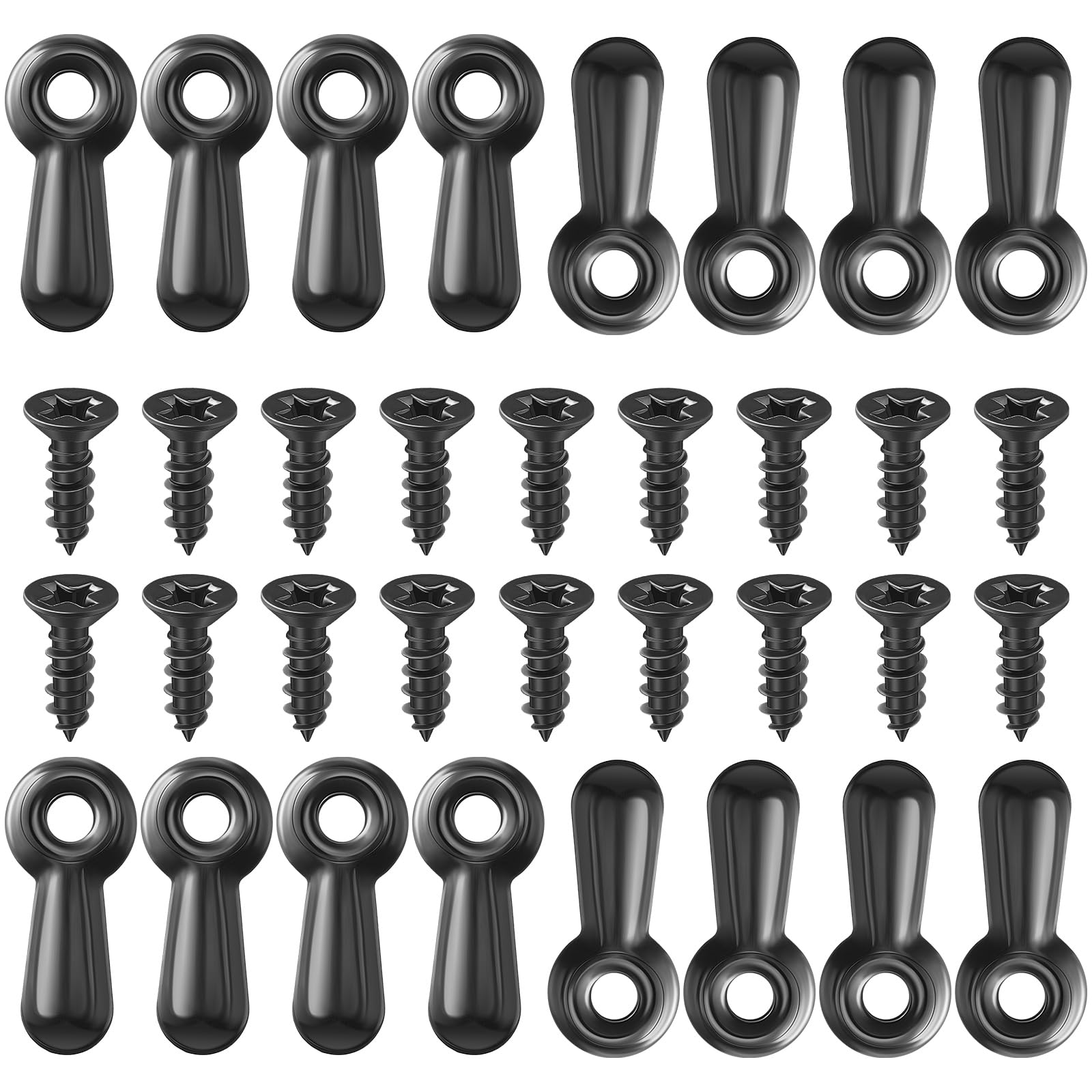 Picture Frame Hardware Backing Clips, 100 Pieces Photo Frame Turn Button Fasteners with 100 Pieces Screws Picture Framing Parts for Hanging Posters Drawing Crafts, Black