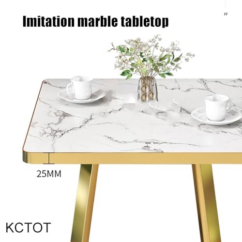 KCTOT Office Reception Round Table and Chair Set,High Density Sponge Cushion,Negotiation Table and Chair Set,Conference Room Table,Imitation Marble Wood Desktop (Color : A)
