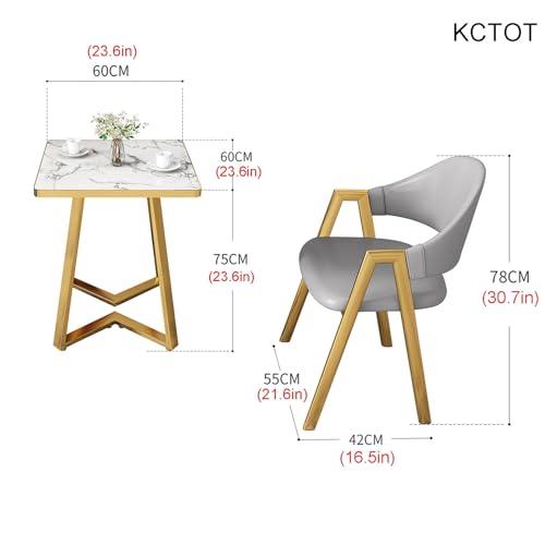 KCTOT Office Reception Round Table and Chair Set,High Density Sponge Cushion,Negotiation Table and Chair Set,Conference Room Table,Imitation Marble Wood Desktop (Color : A)