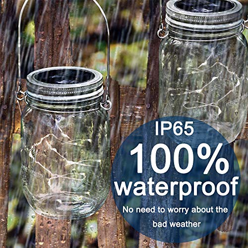 SunKite Solar Mason Jar Lights, 8 Pack 15 LED Waterproof Fairy Firefly Jar Lids String Lights with Hangers(NO Jars), Patio Yard Garden Wedding Easter Decoration - Multicolor