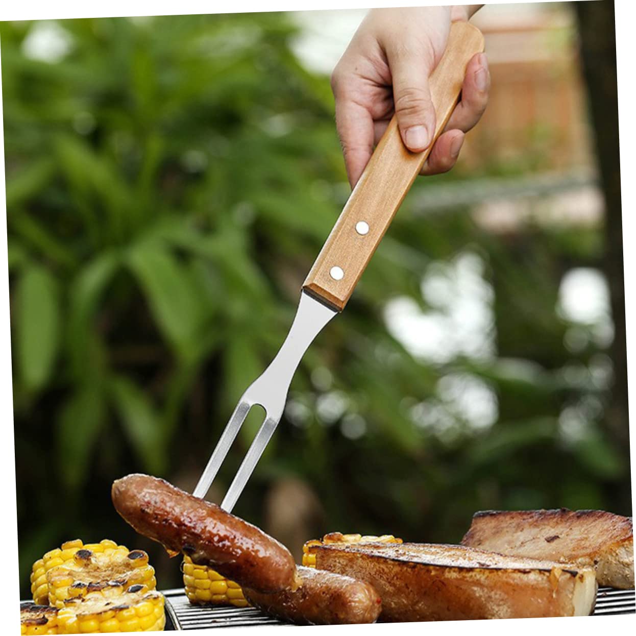2 Sets Barbecue and Fork Tools Grilling Cutter Grill Tool Kit Grill Cutter Grill Fork Tong for Outdoor Grill Food Barbecue Grilling Fork Tong Cooking Food Kitchen Essentials
