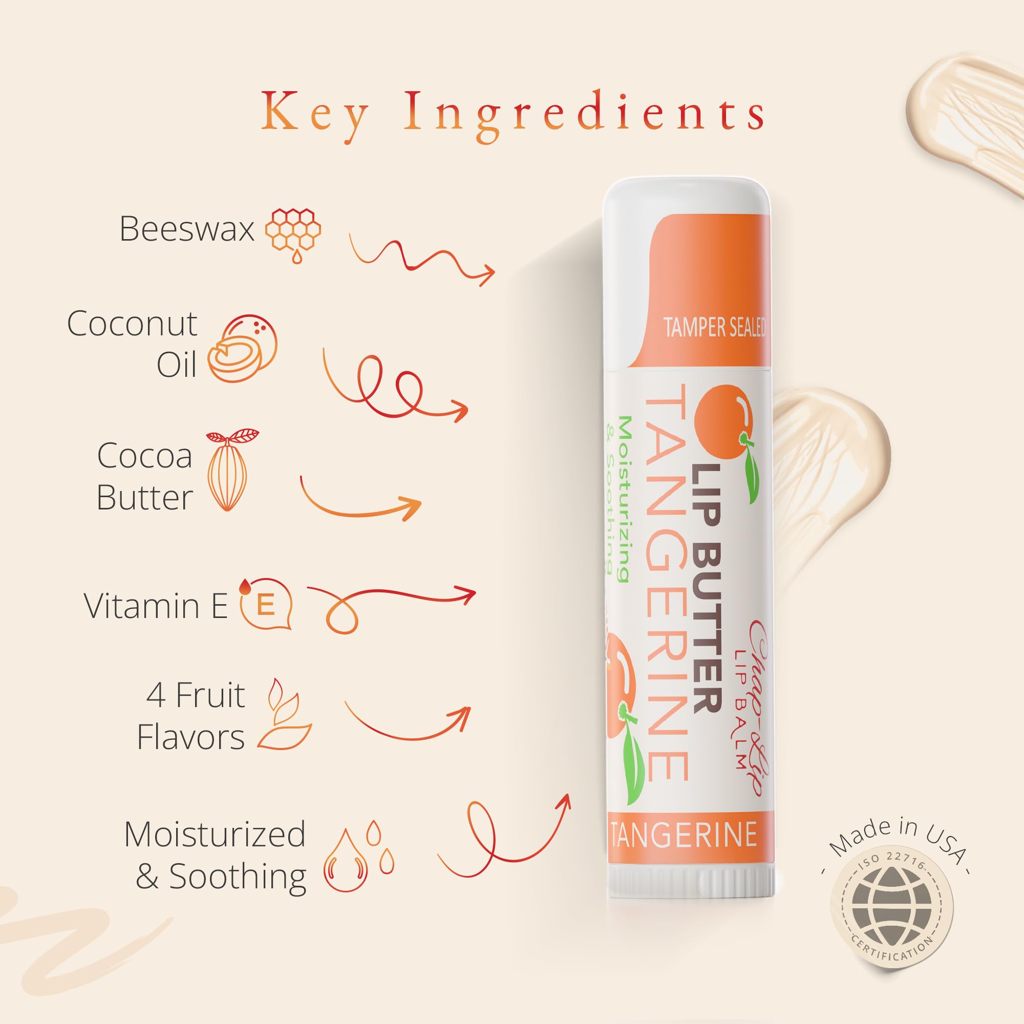 CHAP-LIP Lip Balm Lip Butter with Fruit Flavors, Cocoa Butter, Coconut Oil Moisturizing Vitamin E & Total Hydration Treatment & Soothing Lip Therapy 60 Ct. Made in USA